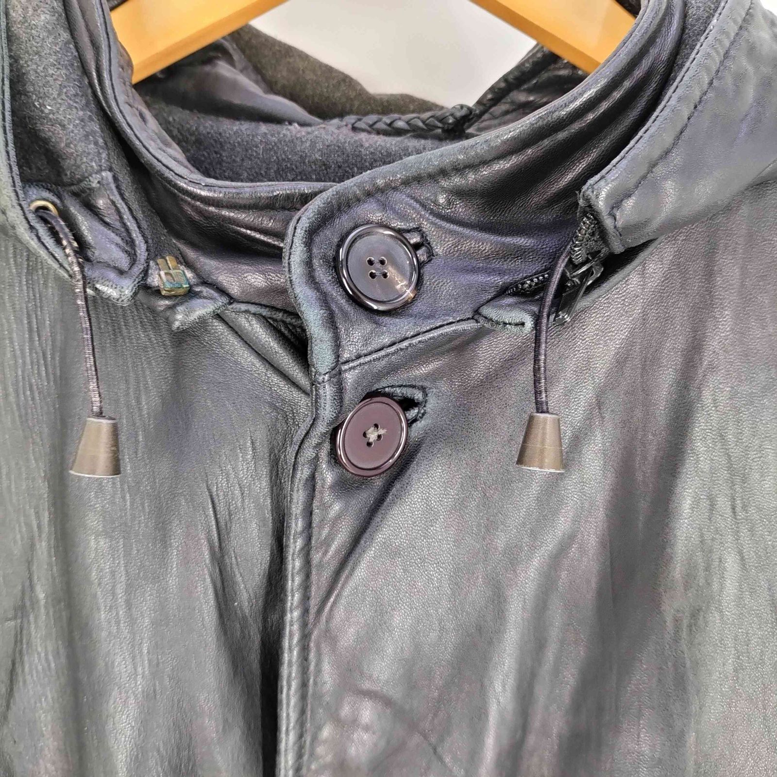 ユーズドフルギ USED古着 STEVE BRANDANO レザー フーデッド ハーフ