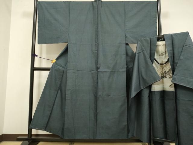 平和屋着物□極上 男性 本場大島紬 アンサンブル 長羽織 100亀甲 総