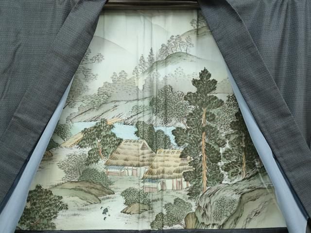 平和屋着物□極上 男性 本場大島紬 アンサンブル キングサイズ 長羽織