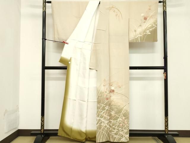 平和屋着物□訪問着 刺繍 草花文 暈し染め 金彩 鈴乃屋扱い 正絹 逸品