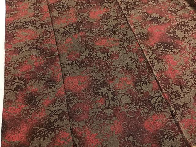 平和屋着物□上質な小紋 型染め 草花文 鬼しぼ縮緬 正絹 逸品