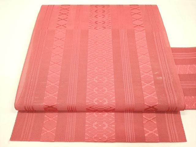 平和屋着物＊夏物 本場筑前博多織 八寸名古屋帯 紗献上 赤紅色 正絹