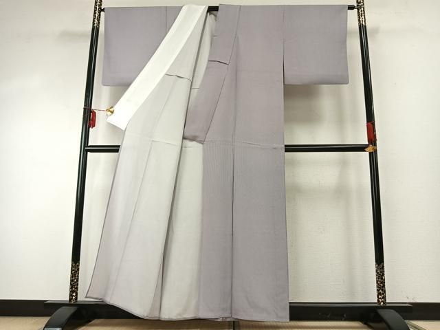 平和屋着物▽江戸小紋 単衣 万筋 紫色×白色 正絹 逸品 AABE5729fy