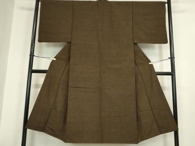 平和屋着物○男性 紬 アンサンブル 赤墨色 正絹 逸品 DAAY9962az