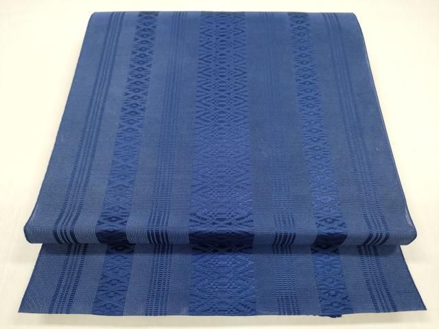 平和屋着物＊夏物 本場筑前博多織 八寸名古屋帯 紗献上 紺色 正絹 逸品