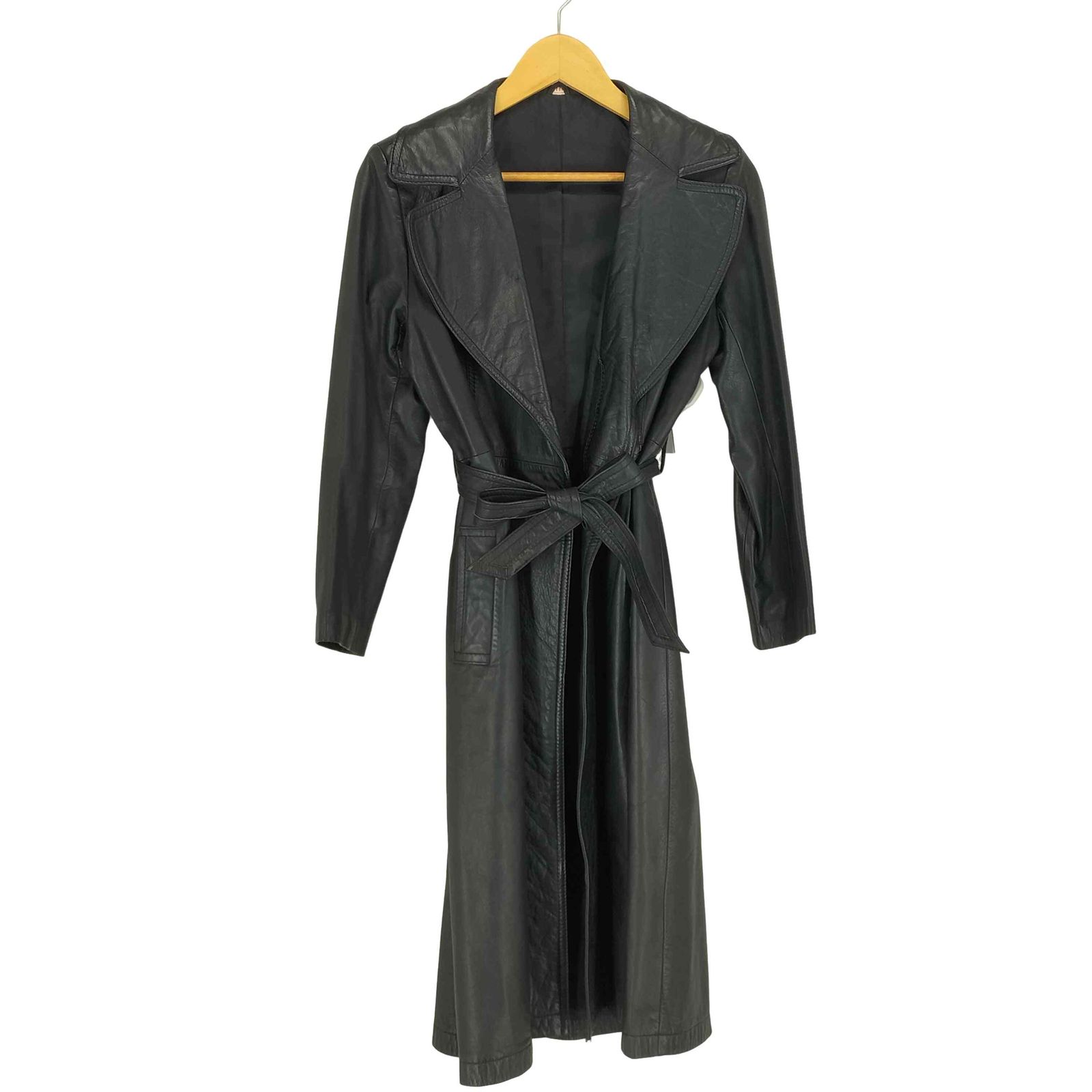 ユーズドフルギ USED古着 real leather リアルレザーロングコート