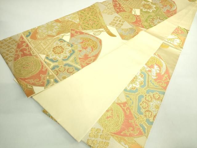 平和屋着物○極上 西陣 川島織物 六通柄 本袋帯 几帳鳳凰花文 金銀糸