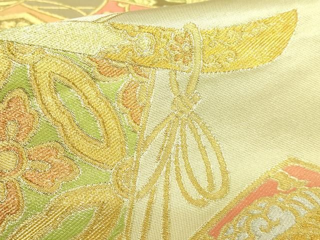 平和屋着物○極上 西陣 川島織物 六通柄 本袋帯 几帳鳳凰花文 金銀糸