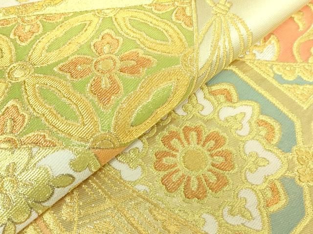 平和屋着物○極上 西陣 川島織物 六通柄 本袋帯 几帳鳳凰花文 金銀糸