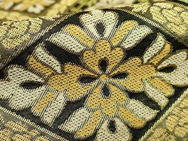 平和屋着物○極上 西陣 川島織物 六通柄 本袋帯 鳳凰花菱文 黒地 金糸