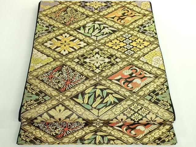 平和屋本店■極上　西陣　川島織物　六通柄　本袋帯　立涌花文　金銀糸　逸品　DZAA1111kh4 平和屋着物○極上 西陣 川島織物 六通柄 本袋帯 鳳凰花菱文 黒地 金糸