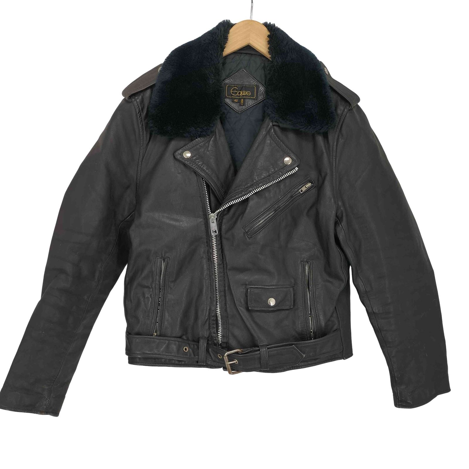 ユーズドフルギ USED古着 襟ボア ダブルライダースジャケット メンズ