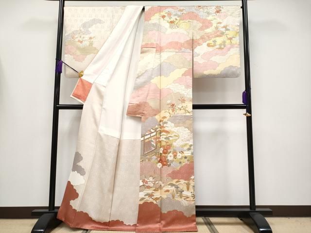 平和屋本店○極上 皇室献上作家 藤井寛 訪問着 駒刺繍 雲重ね風景文