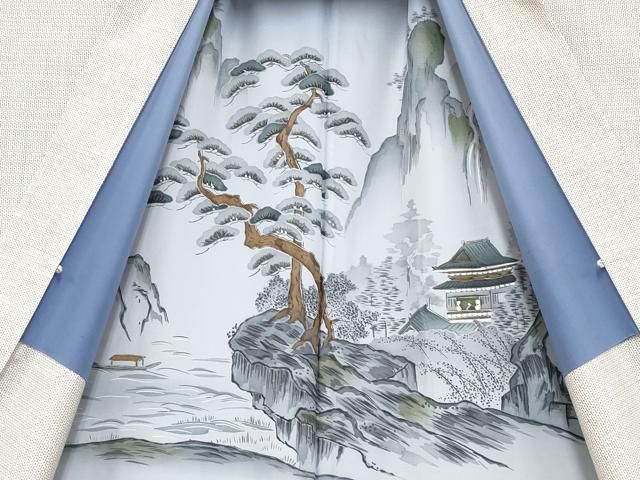 平和屋本店○極上 男性 本場大島紬 白大島 100亀甲 アンサンブル 総