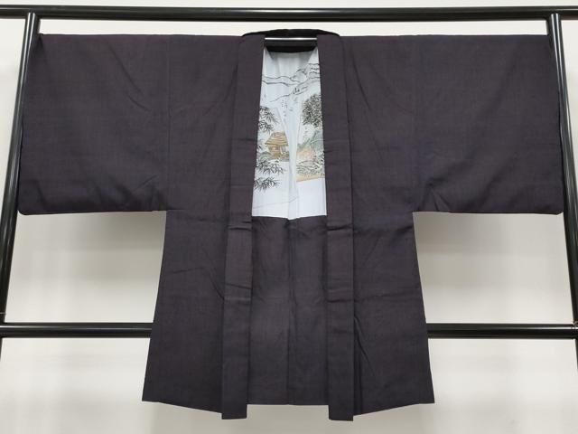 平和屋本店○極上 男性 本場結城紬 重要無形文化財 アンサンブル 色