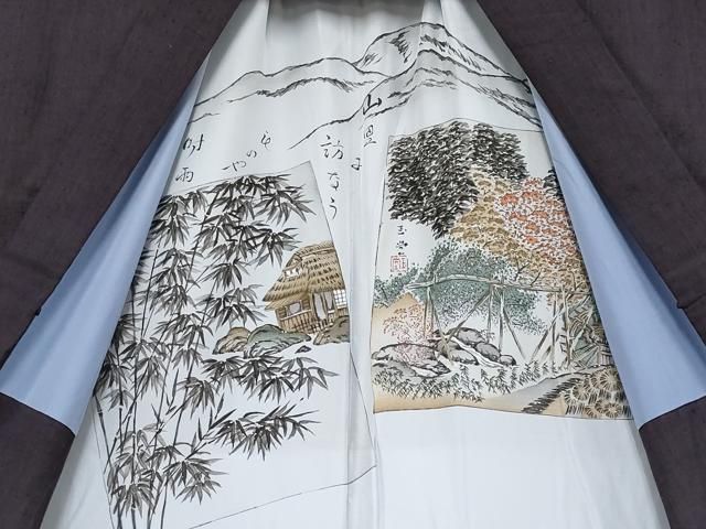 平和屋本店○極上 男性 本場結城紬 重要無形文化財 アンサンブル 色