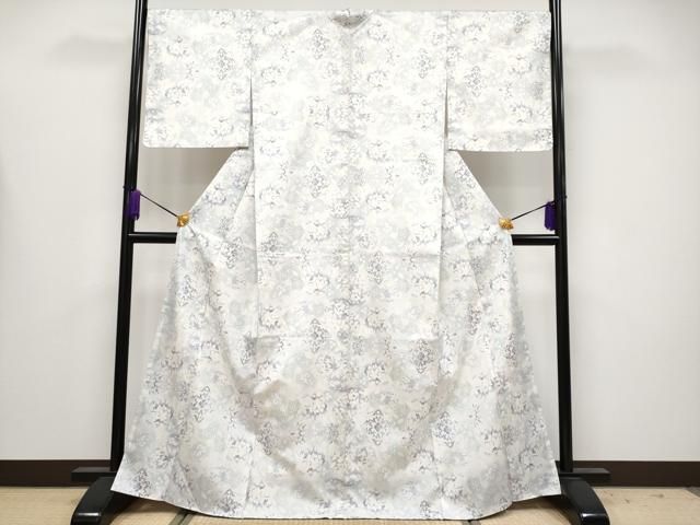 平和屋本店○極上 本場大島紬 白大島 9マルキ 白凰 彩陽花紋 窪田織物