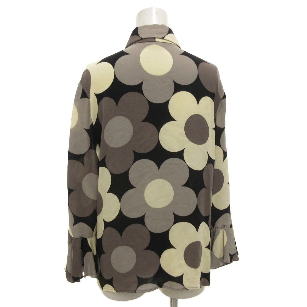 セリーヌ CELINE シルクシャツ ブラウス 長袖 袖フレア 花柄 フラワー
