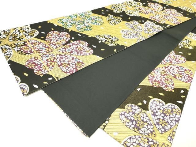 平和屋着物▽六通柄袋帯 舞桜 黒地 金糸 正絹 逸品 DAAZ6929fe - メルカリ