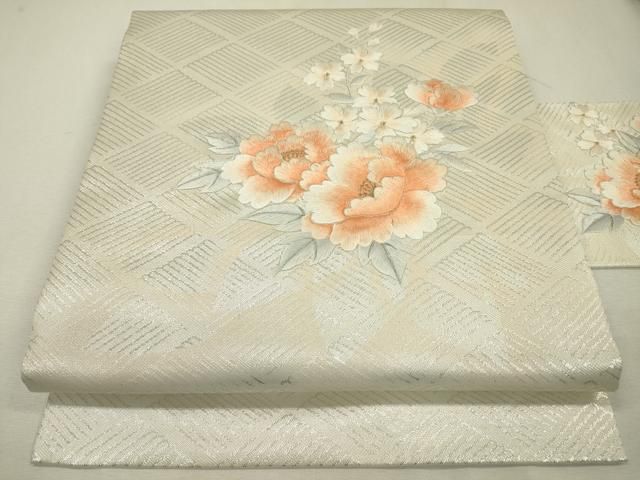 平和屋着物●全通柄九寸名古屋帯　獣花文　正絹　逸品　未使用　DAAX4056ps 平和屋着物▽九寸名古屋帯 総刺繍 草花文 金銀糸 正絹 逸品 DAAZ6954fe