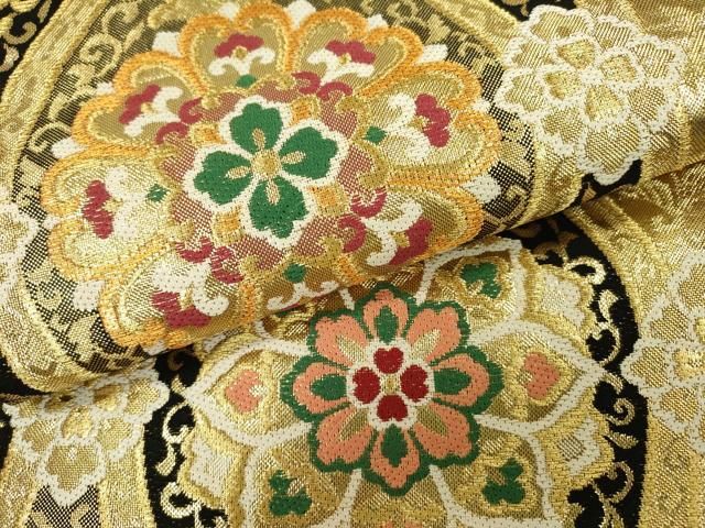 平和屋着物▽六通柄袋帯 立涌鳳凰正倉院花文 金糸 正絹 逸品