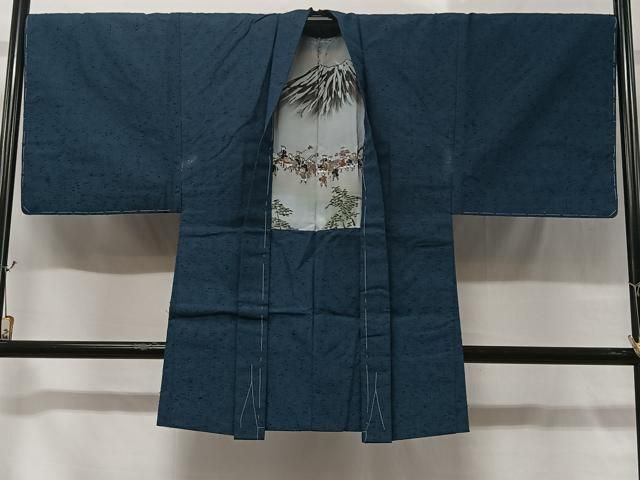 平和屋着物＃男性 長羽織 紬地 霞文 褐返色 正絹 逸品 未使用