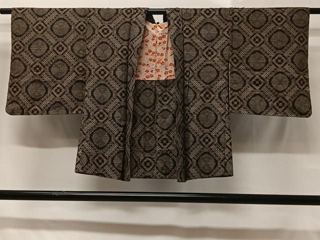 平和屋着物＃羽織 本場大島紬 龍郷絣 花菱文 正絹 逸品 CABB5502ua