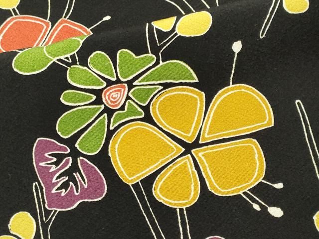 平和屋着物□上質な小紋 枝花文 黒地 正絹 逸品 CABB1831ou - メルカリ