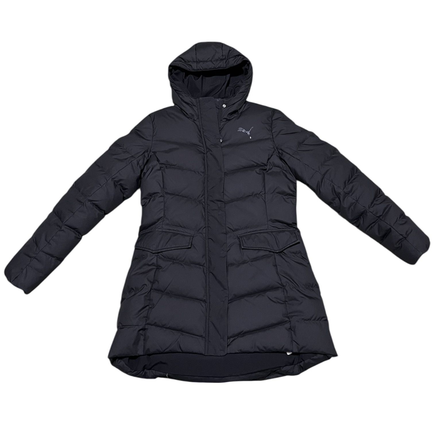 ZK11 【美品】 プーマ PUMA ダウンコート 黒 ブラック Aライン スポーツ カジュアル No.838685 レディース サイズM ...