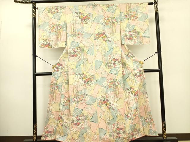 平和屋着物□上質な小紋 鹿の子 草花文 金彩 正絹 逸品 未使用