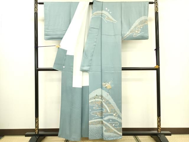 平和屋着物□訪問着 駒刺繍 絞り 地紙花文 金彩 正絹 逸品 DABA6878op