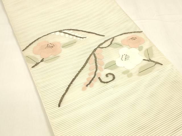 平和屋着物＊夏物 絽綴れ 太鼓柄袋帯 枝花文 正絹 逸品 DABA0242cm