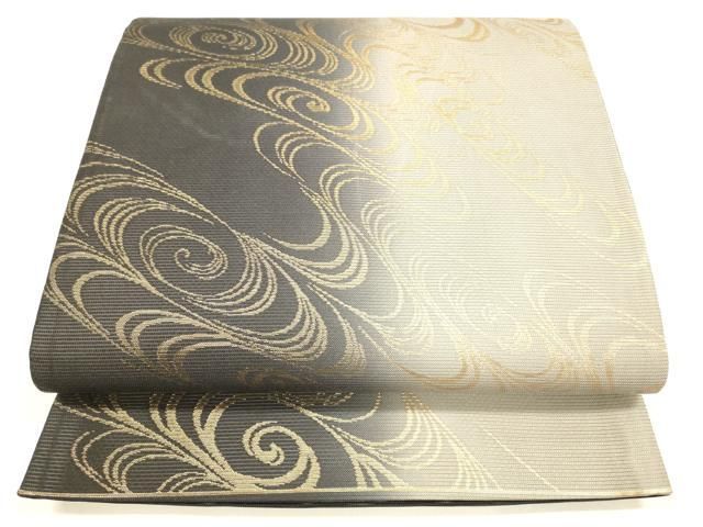 平和屋着物＊夏物 全通柄袋帯 流水文 金糸 正絹 逸品 DABA0250cm