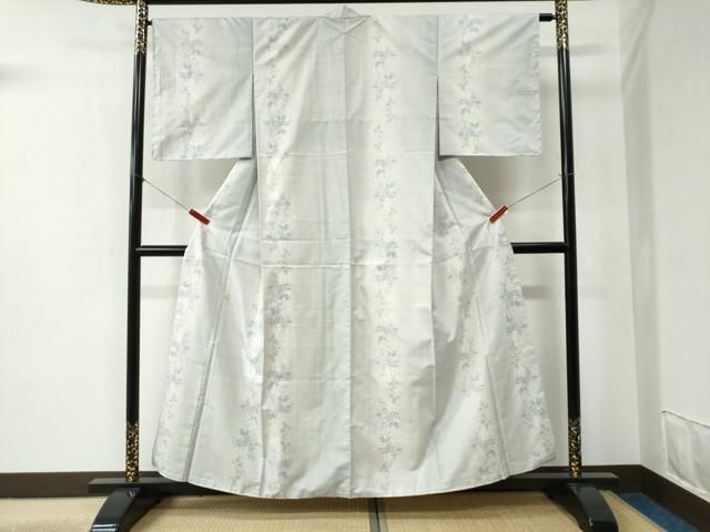 平和屋着物○本場大島紬 白大島 9マルキ 枝花文 正絹 逸品 未使用