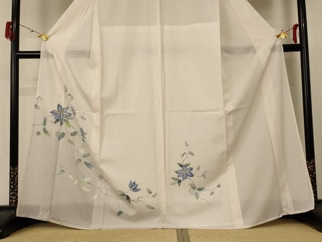 平和屋着物＊夏物 訪問着 絽 草花文 銀彩 洗える着物 AABE7423jd