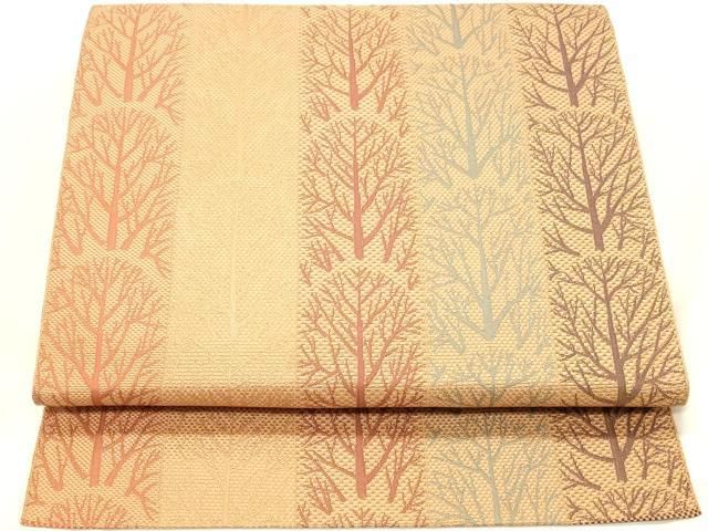 平和屋着物●本場筑前博多織　八寸名古屋帯　間道　金糸　正絹　逸品　DABA1246ps 平和屋着物◎本場筑前博多織 八寸名古屋帯 樹林間道 正絹 逸品