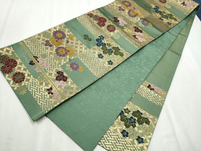平和屋着物○西陣 川島織物 六通柄 京袋帯 唐織 草花文 金糸