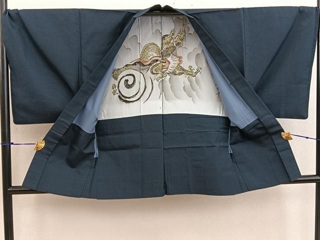 平和屋着物○男性 紬 アンサンブル 80亀甲 正絹 逸品 BAAW3483mz