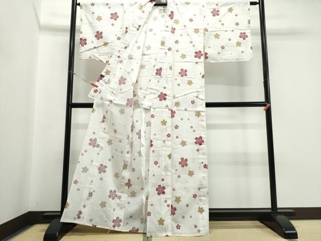 平和屋着物∴夏物 浴衣 綿紅梅 舞桜 伊勢丹扱い 綿 逸品 CABB6557ng
