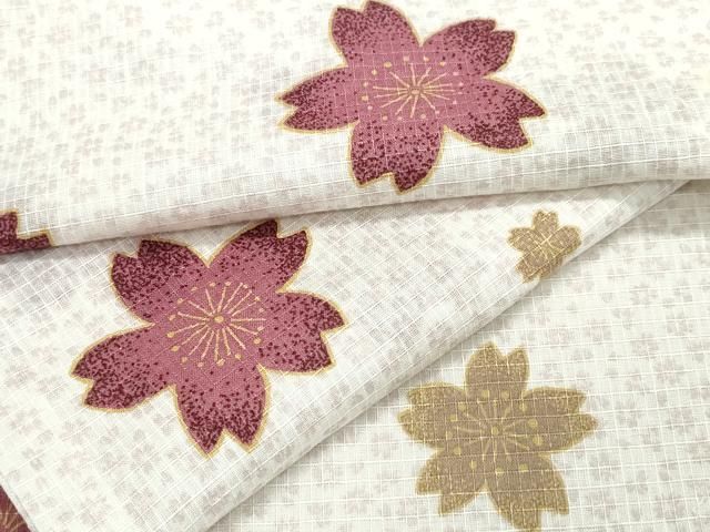 平和屋着物∴夏物 浴衣 綿紅梅 舞桜 伊勢丹扱い 綿 逸品 CABB6557ng