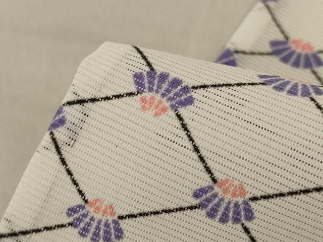 平和屋着物＊夏物 小紋 絽 扇子文 洗える着物 AABF1584jd - メルカリ