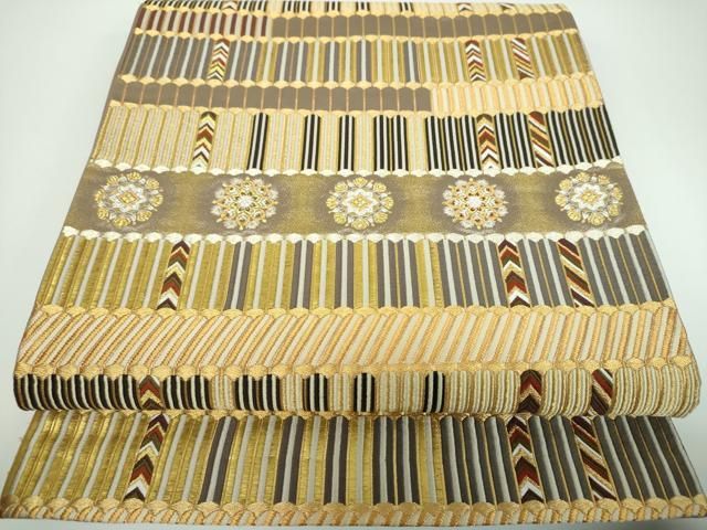 平和屋着物○西陣の名門 加納幸謹製 六通柄袋帯 唐織 正倉院花文