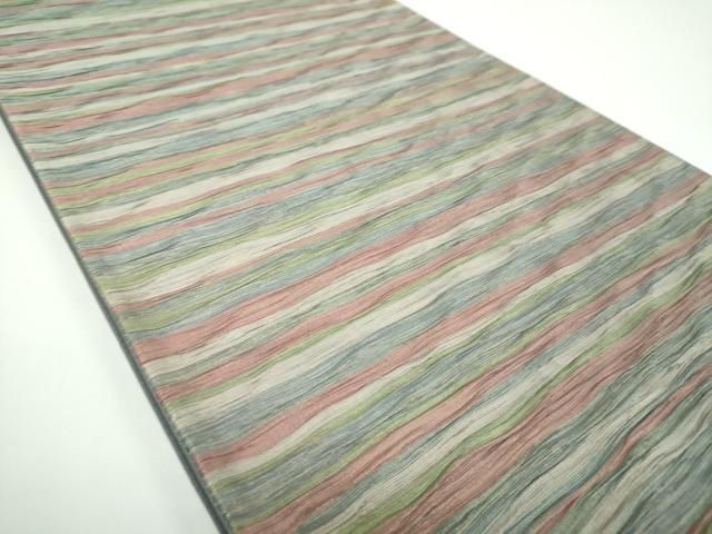 平和屋着物○本場筑前博多織 草木染 手織工房 染匠：小森久 全通柄袋帯