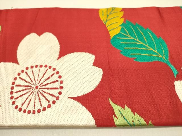 平和屋着物○アンティーク 大正ロマン 九寸名古屋帯 唐織 舞桜 正絹