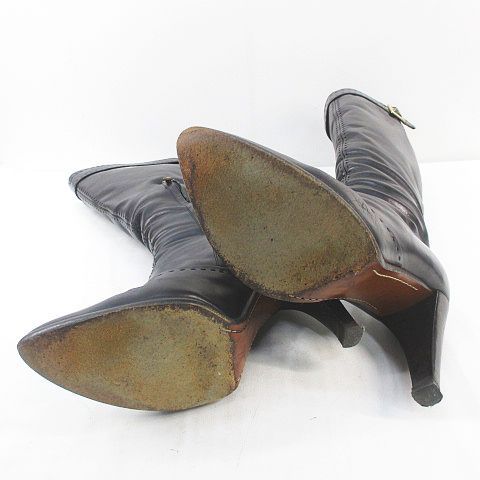 ルイヴィトン LOUIS VUITTON ロングブーツ ベルトデザイン ゴールド