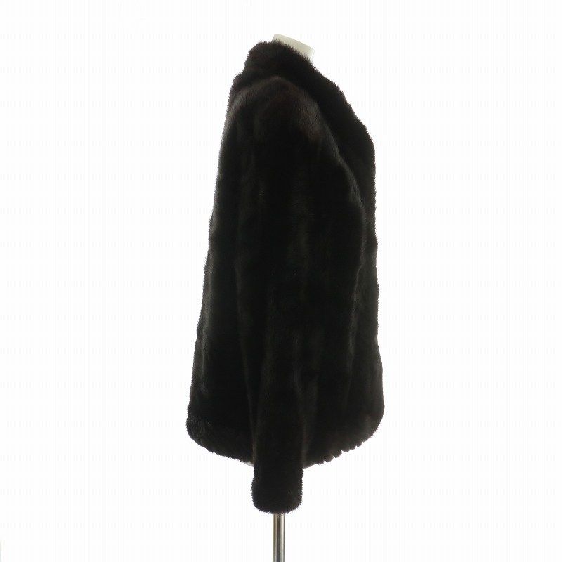ノーブランド ファーコート アウター 毛皮 ダークミンク 逆毛 ミドル