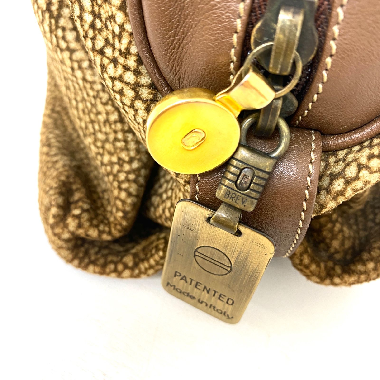 BORBONESE ボルボネーゼ ハンドバッグ うずら柄 ブラウン レディース