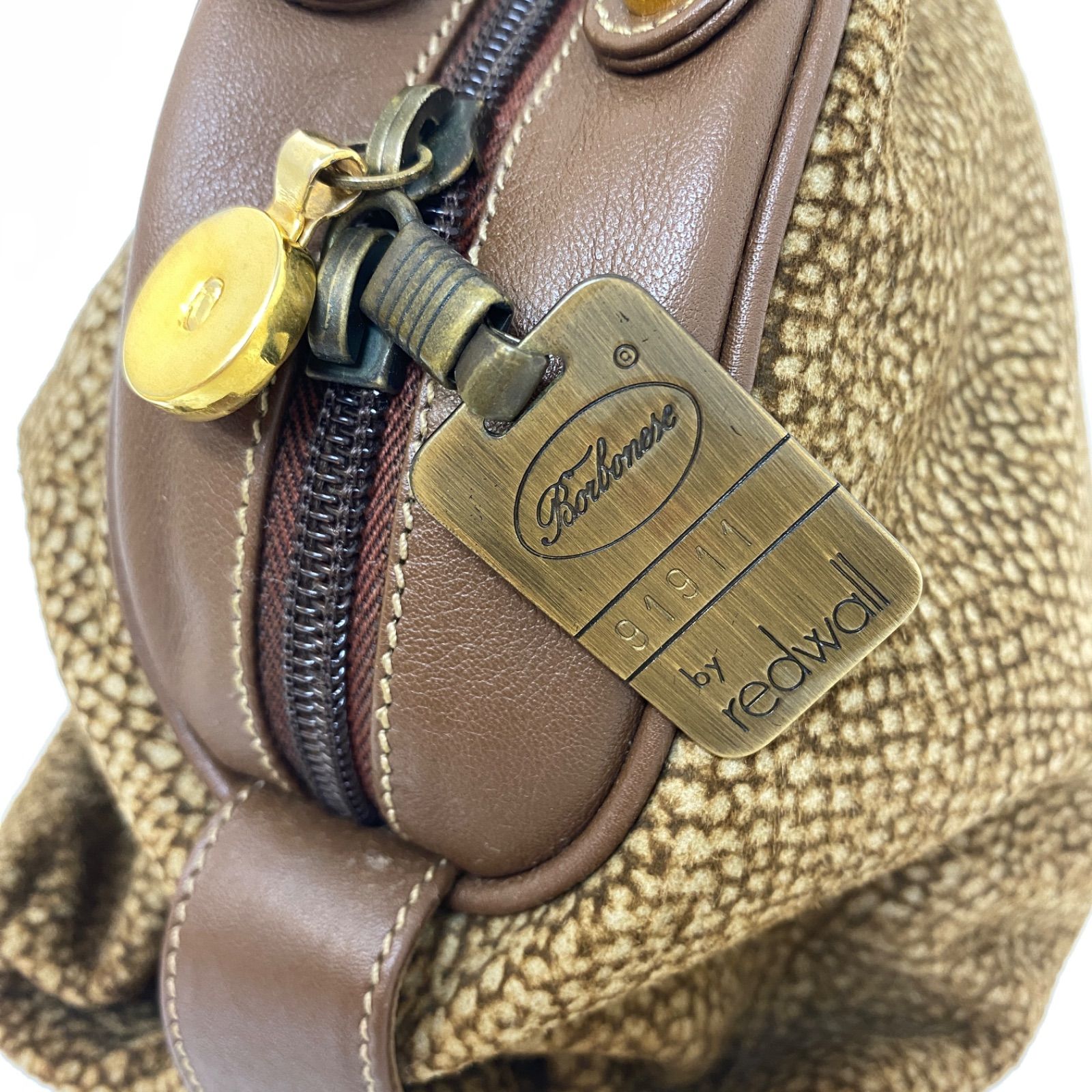 BORBONESE ボルボネーゼ ハンドバッグ うずら柄 ブラウン レディース