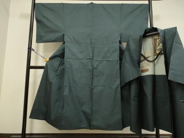 平和屋着物□極上 男性 本場大島紬 アンサンブル 長羽織 100亀甲 総