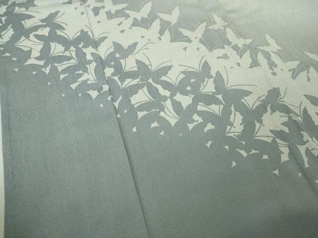 平和屋着物▽極上 本塩沢 やまだ織 訪問着 染色作家 桐村博 単衣 舞蝶